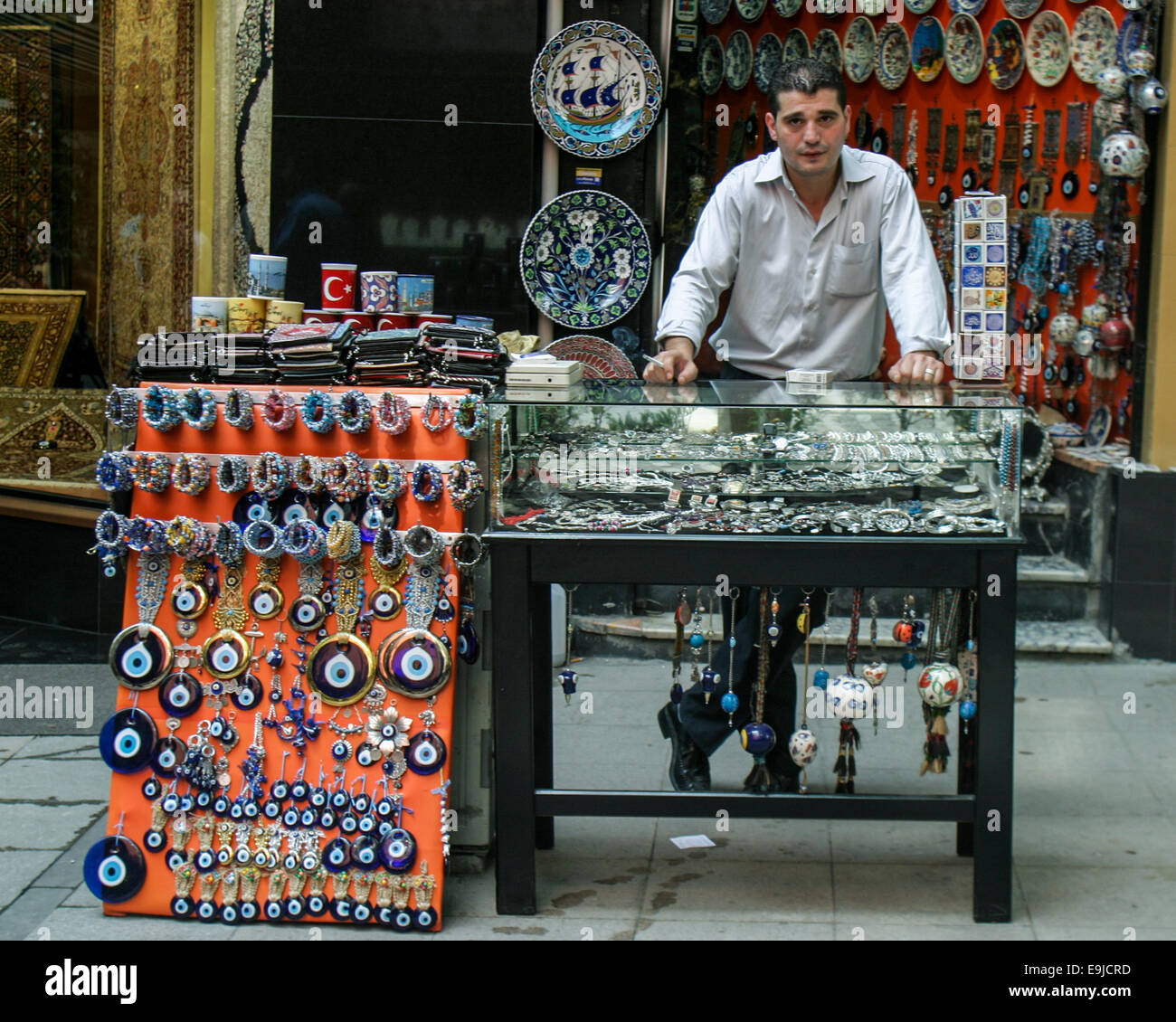 Istanbul, Turkey. 2nd Oct, 2004. A merchant stands behind his street ...