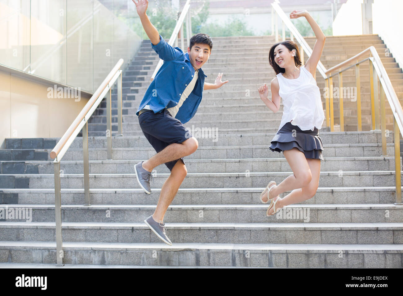 Student jumping steps hi-res stock photography and images - Alamy