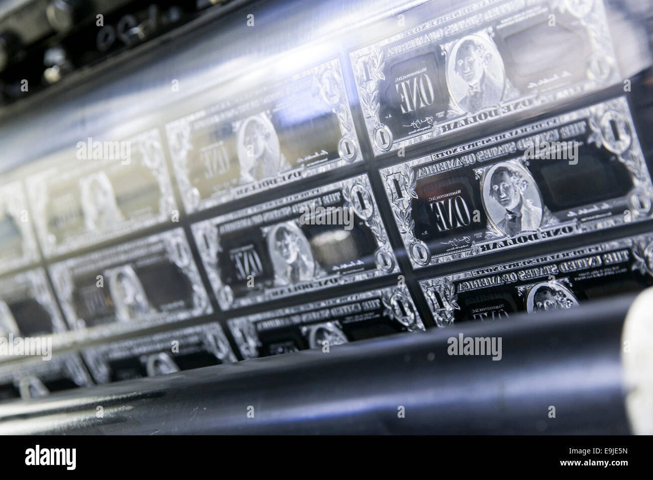 The metal printing plates of United States One Dollar ($1) bills during ...