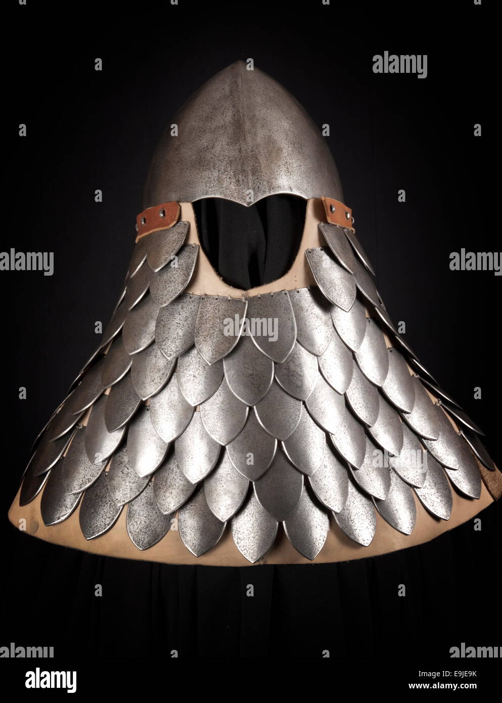Iron helmet of the medieval knight. Very heavy headdress Stock Photo ...