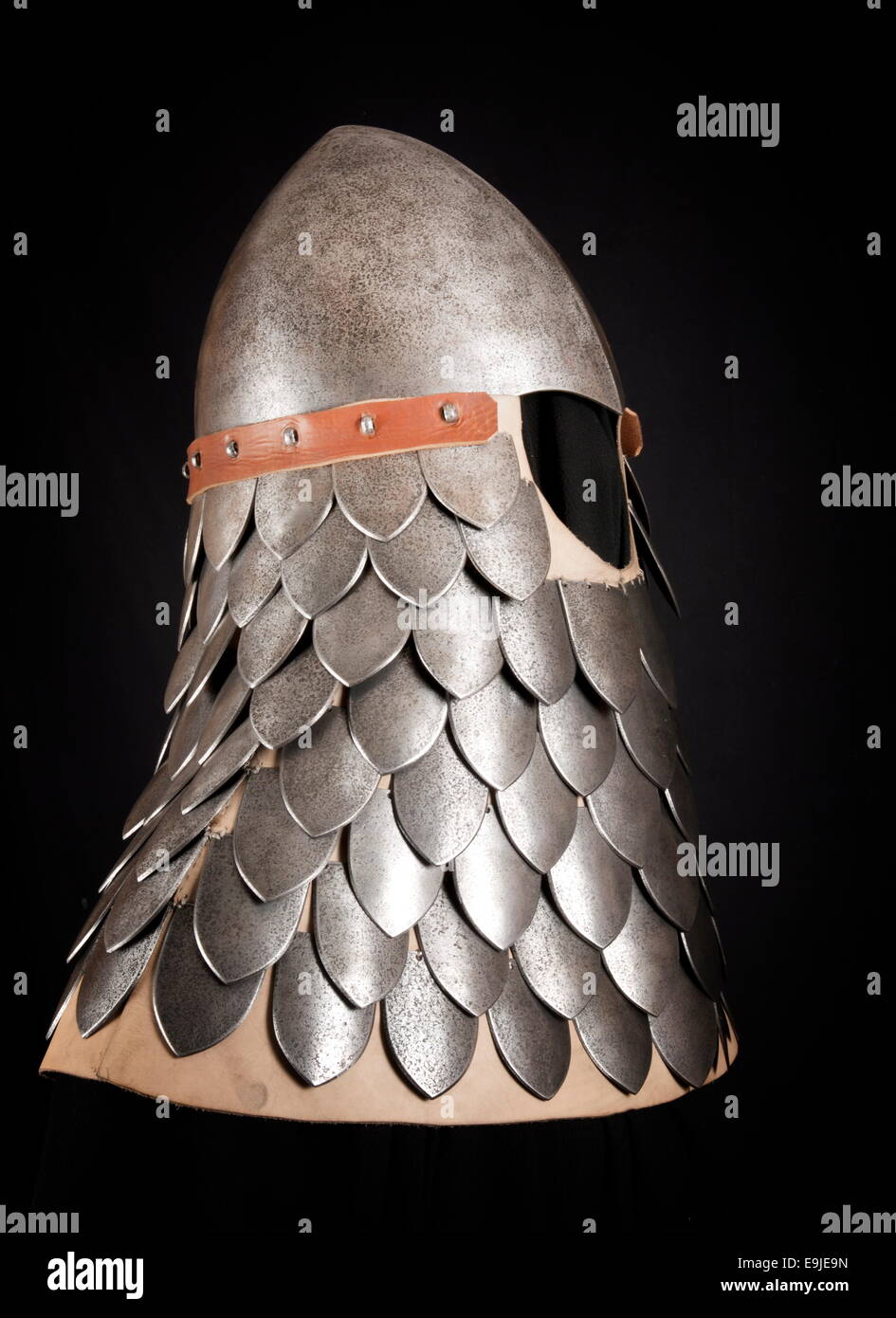 Iron helmet of the medieval knight. Very heavy headdress Stock Photo ...