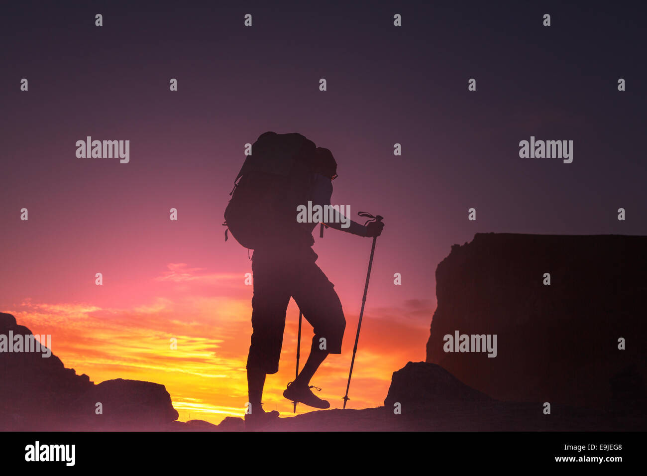 Hike on sunset Stock Photo - Alamy