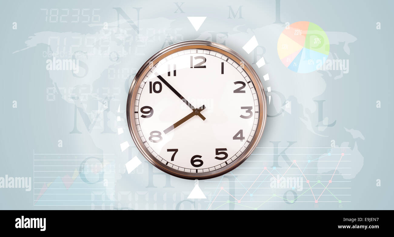 Clocks with world time and finance business concept Stock Photo - Alamy