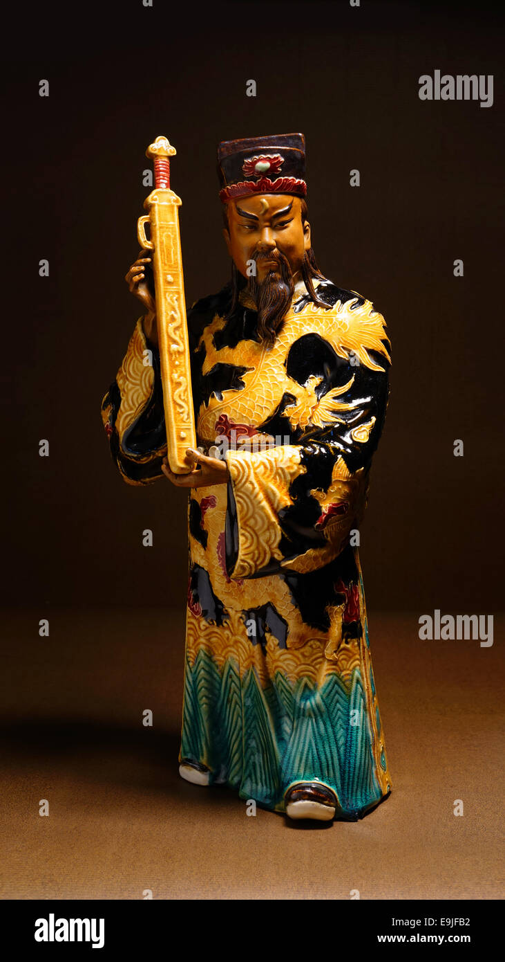 Ancient ceramic statue - Bao QingTian god of justice Stock Photo - Alamy