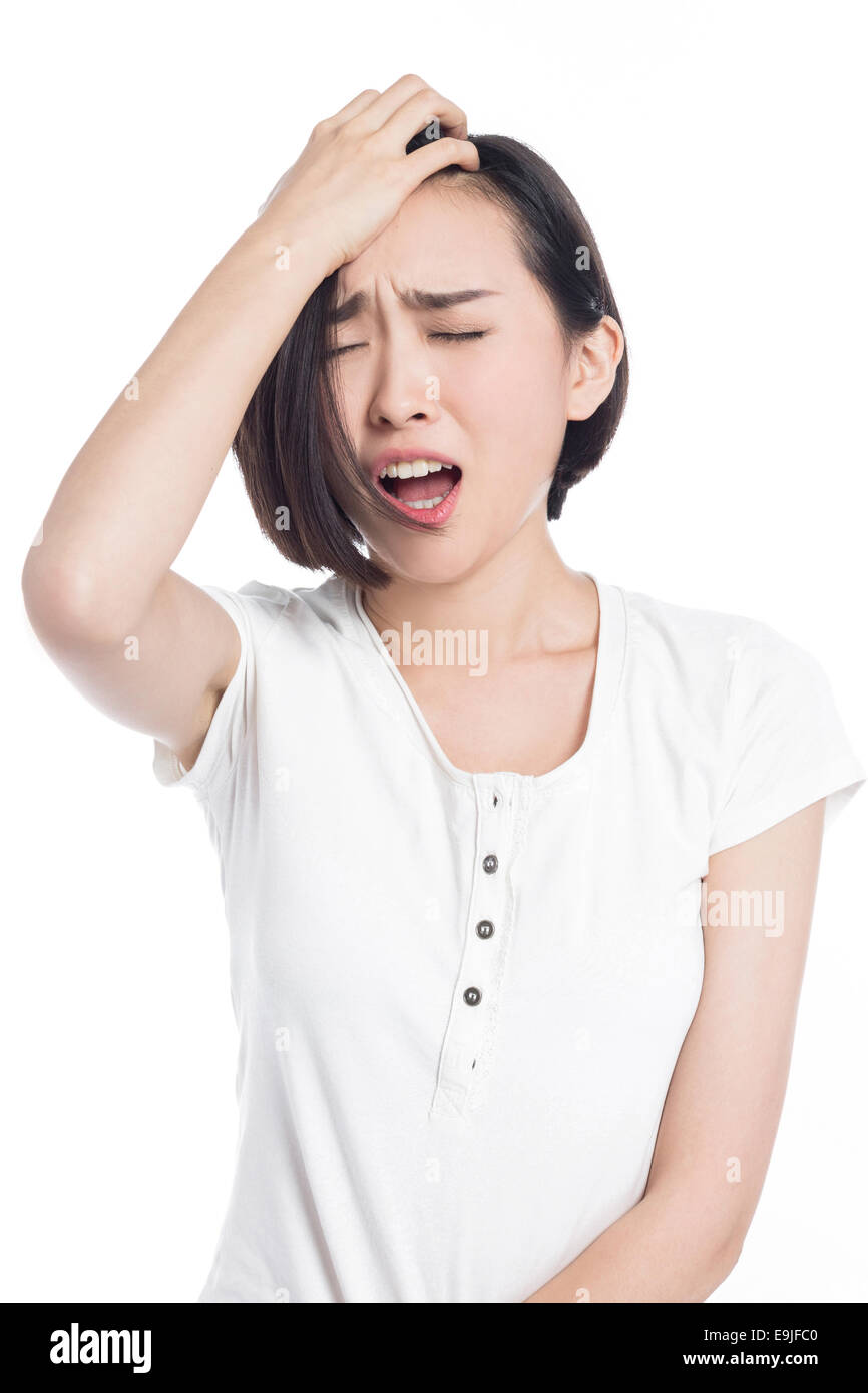 chinese woman facial expressions, white background Stock Photo - Alamy