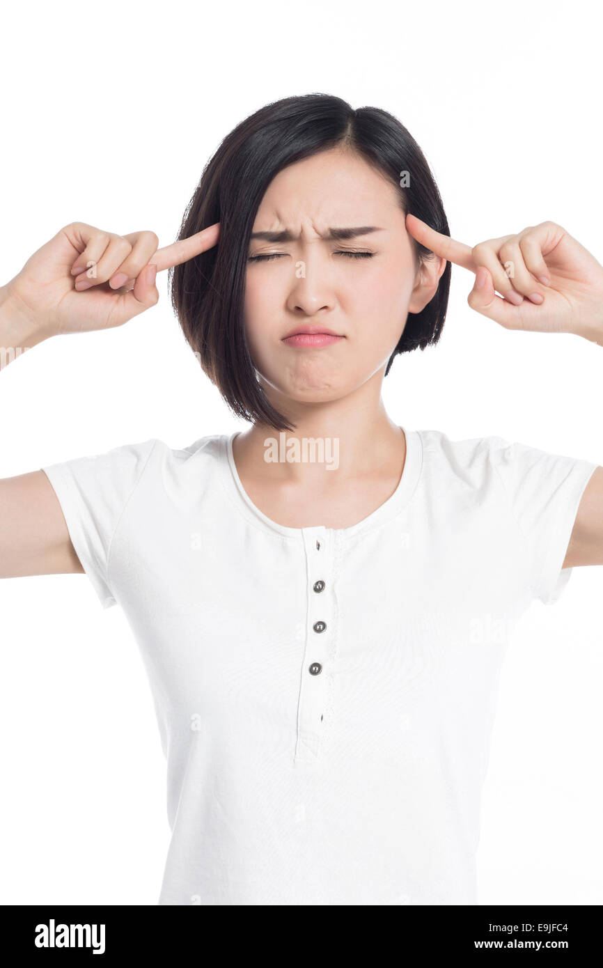chinese woman facial expressions, white background Stock Photo - Alamy