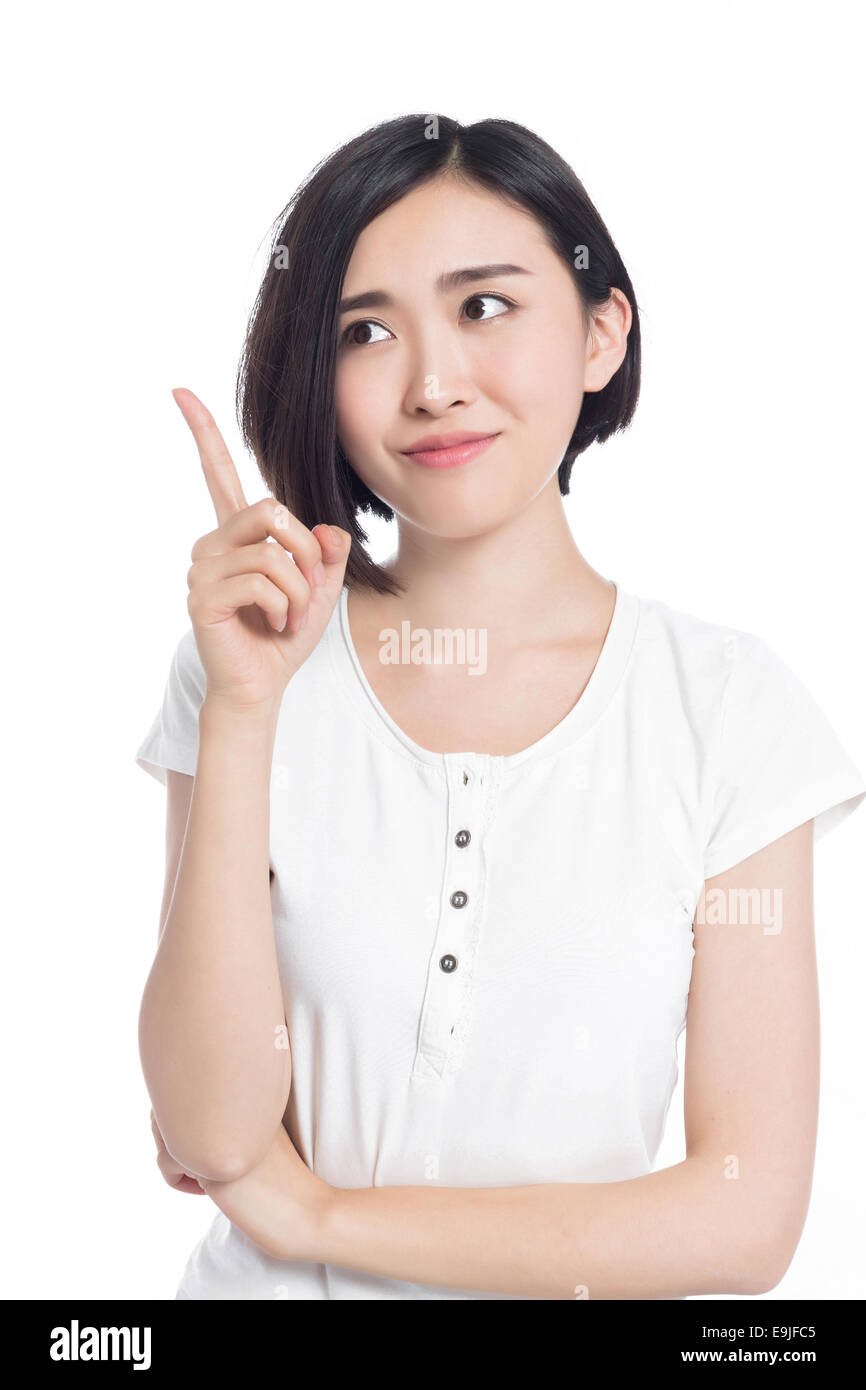 chinese woman facial expressions, white background Stock Photo - Alamy
