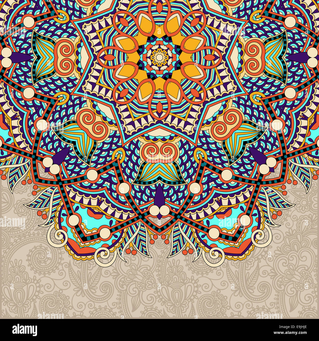floral round pattern in ukrainian oriental ethnic style for your Stock ...