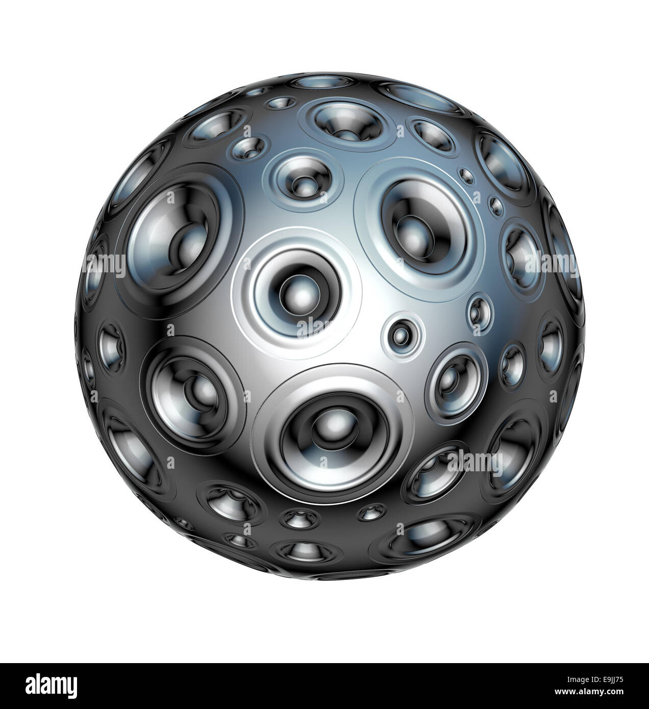 3d silver speaker sound system over white Stock Photo - Alamy