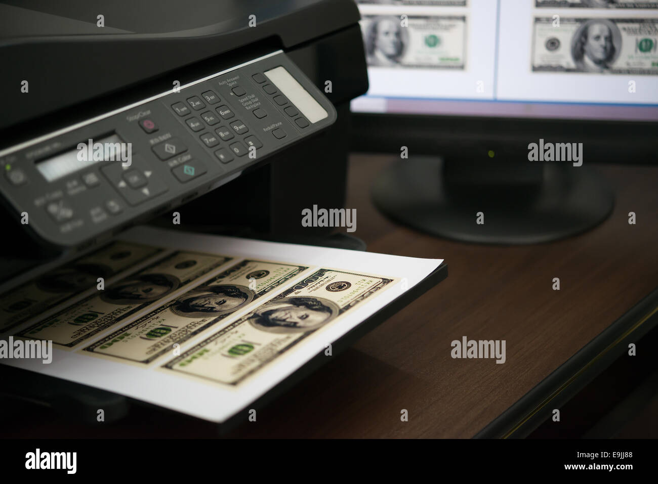 printing fake USD paper currency illegally Stock Photo - Alamy