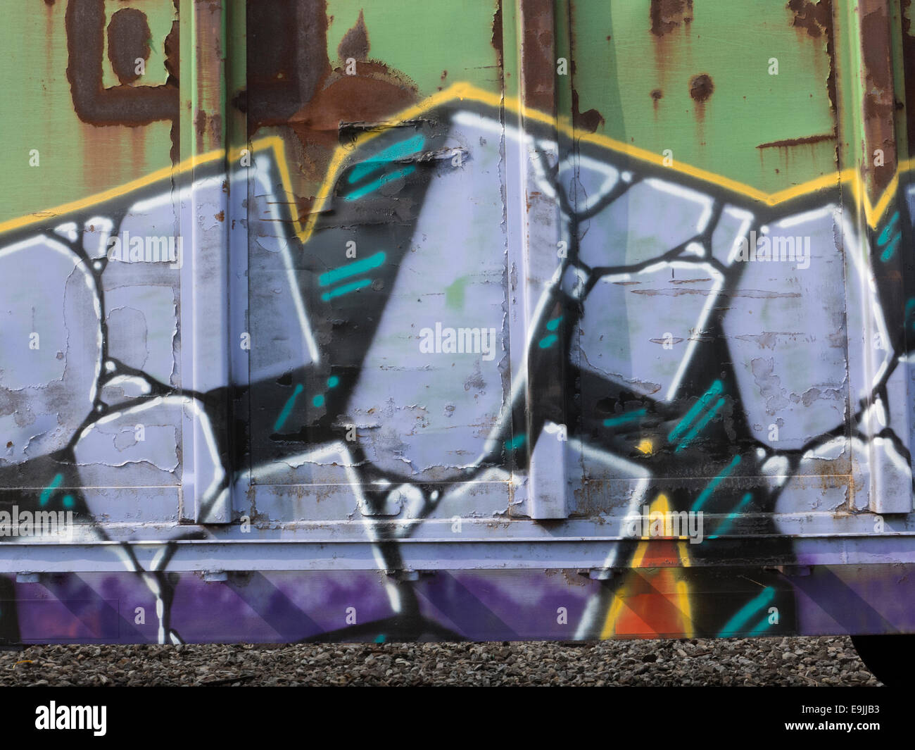 Old rusty railroad cars with graffiti Stock Photo - Alamy