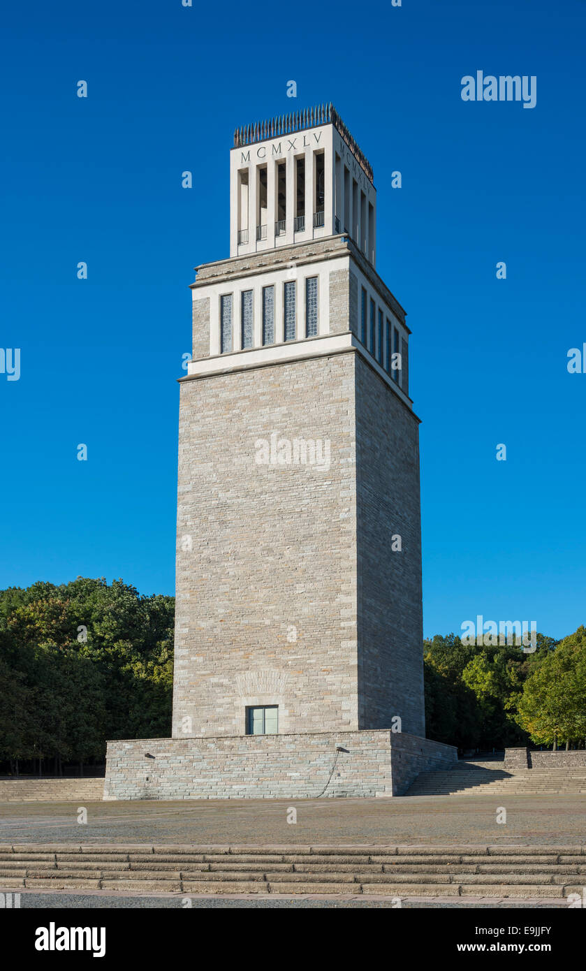Buchenwald Memorial, bell tower, Ettersberg, Weimar, Thuringia, Germany ...