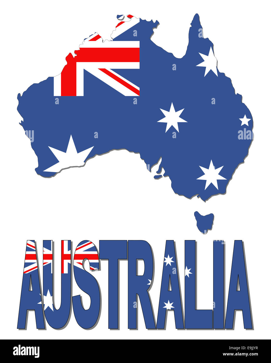 Australia map flag and text illustration Stock Photo - Alamy