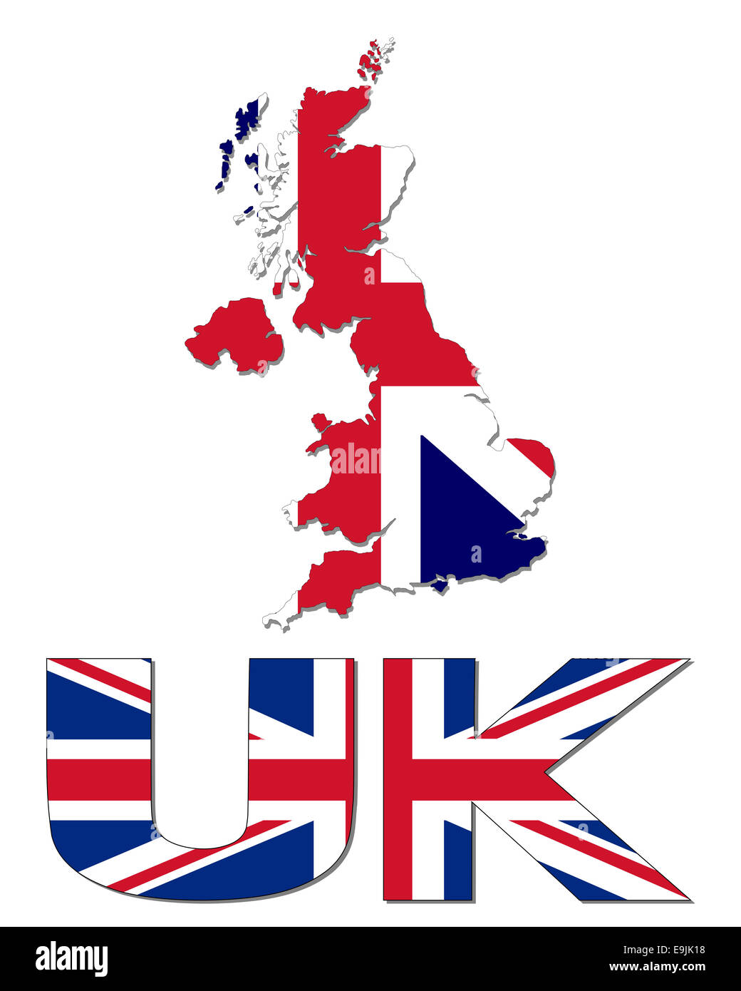 UK map flag and text illustration Stock Photo - Alamy
