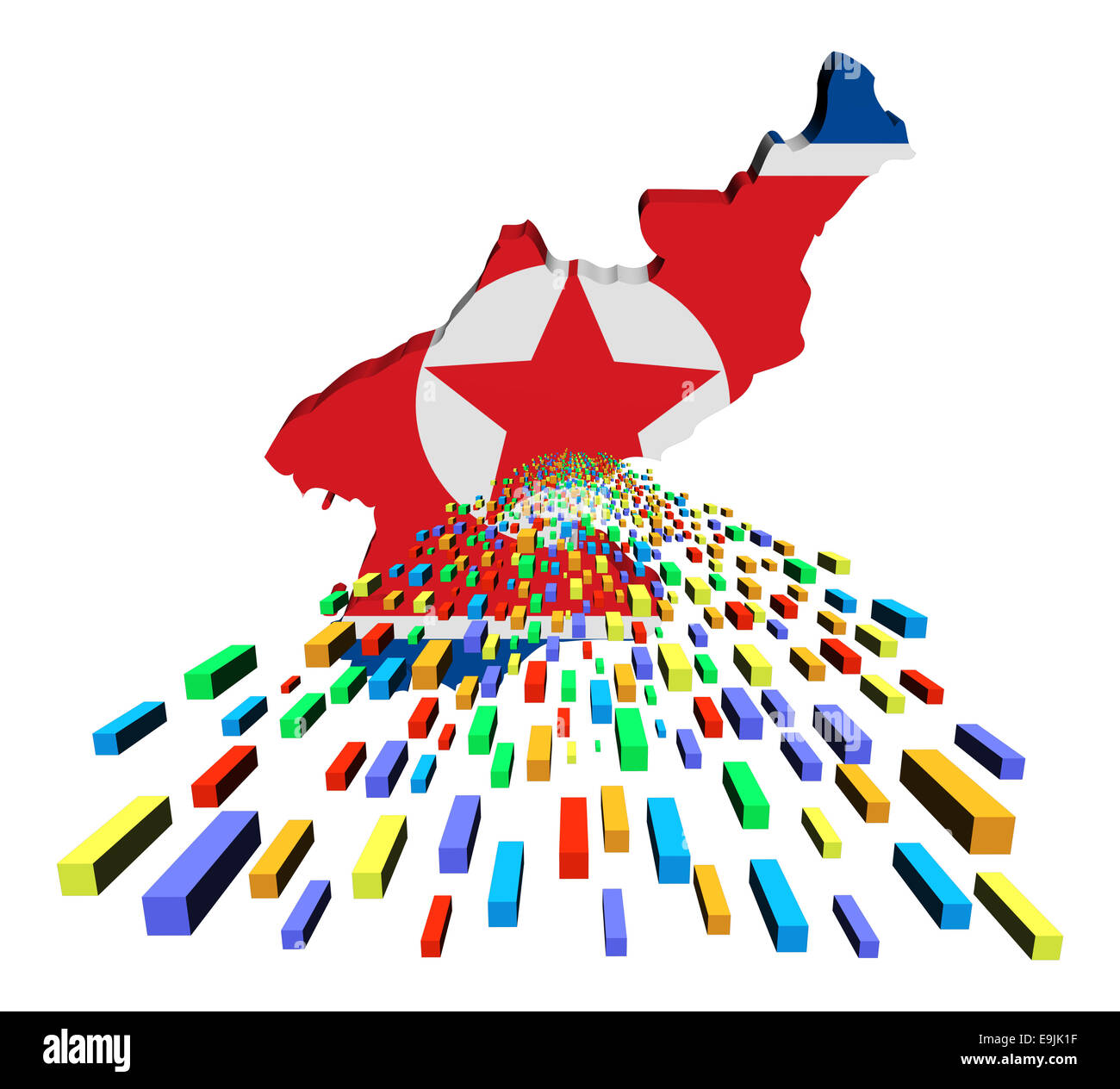 North Korea map flag with containers illustration Stock Photo - Alamy