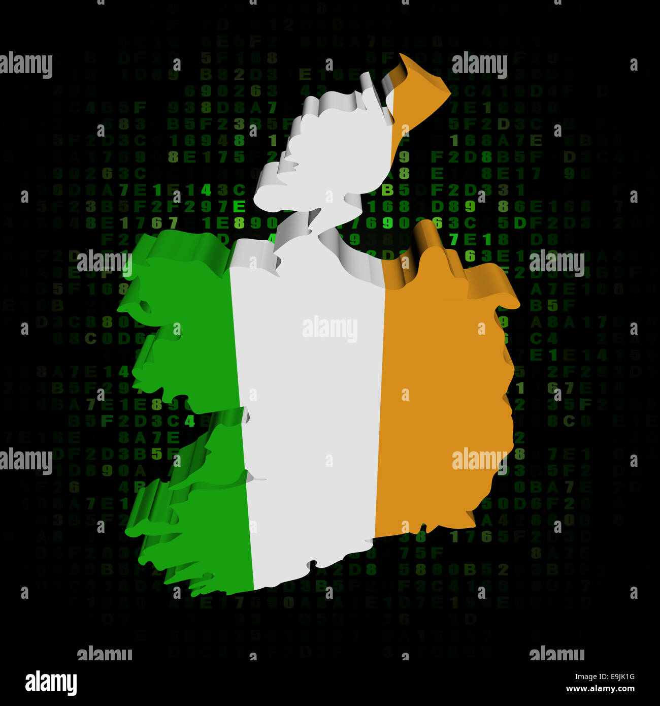 Ireland map flag on hex code illustration Stock Photo - Alamy