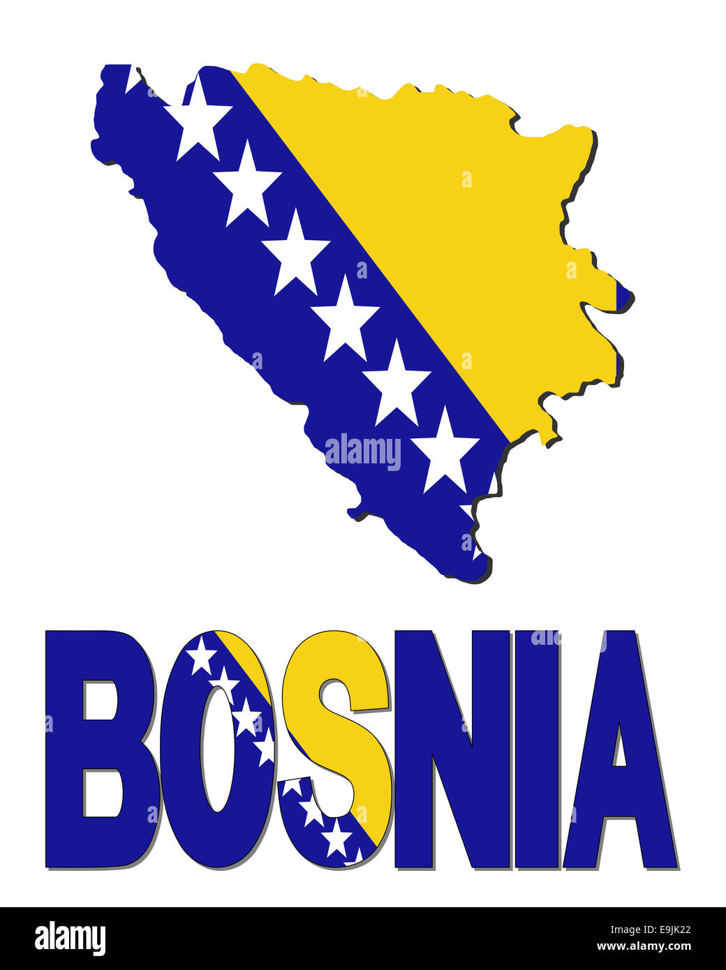 Bosnia map flag and text illustration Stock Photo - Alamy