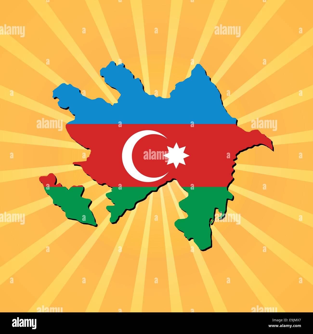 Azerbaijan map flag on sunburst illustration Stock Vector Image & Art ...