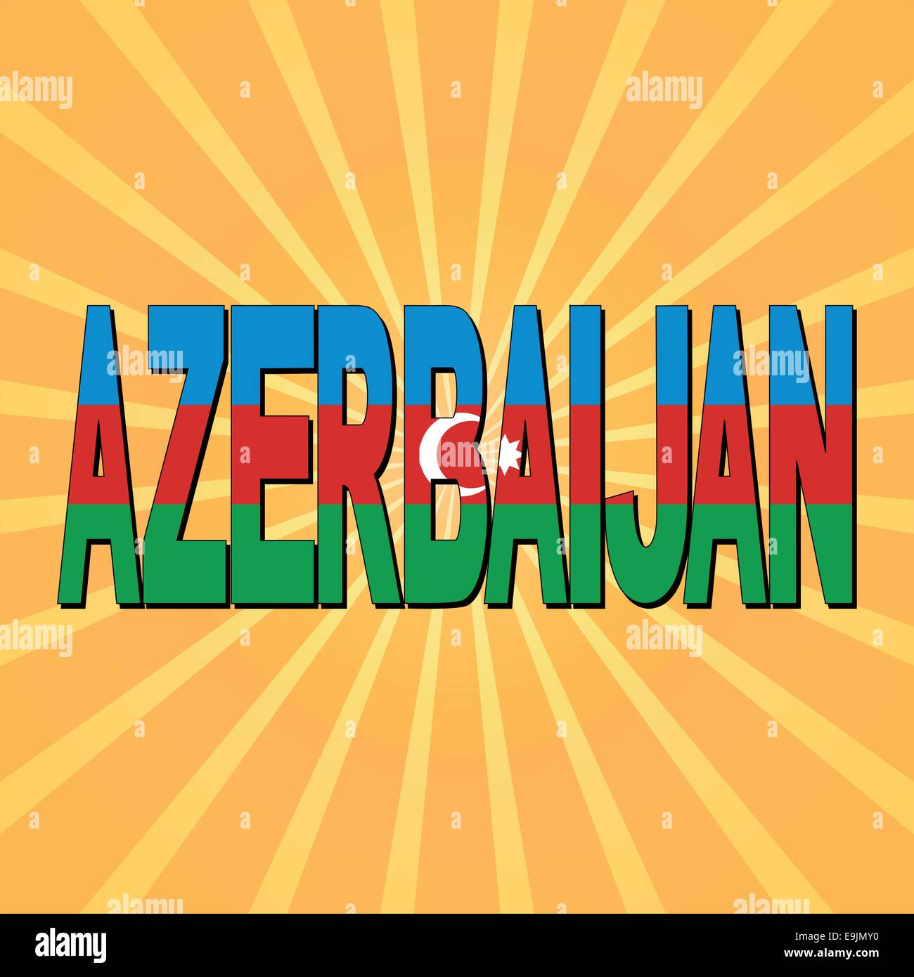 Azerbaijan flag text with sunburst illustration Stock Vector Image ...