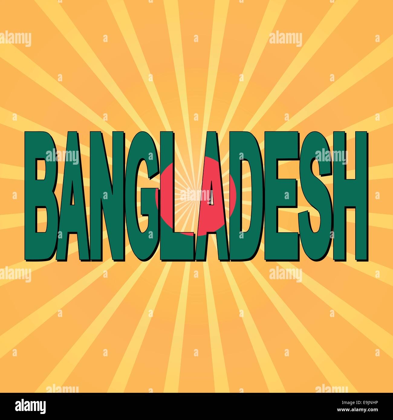 Bangladesh flag text with sunburst illustration Stock Vector Image ...