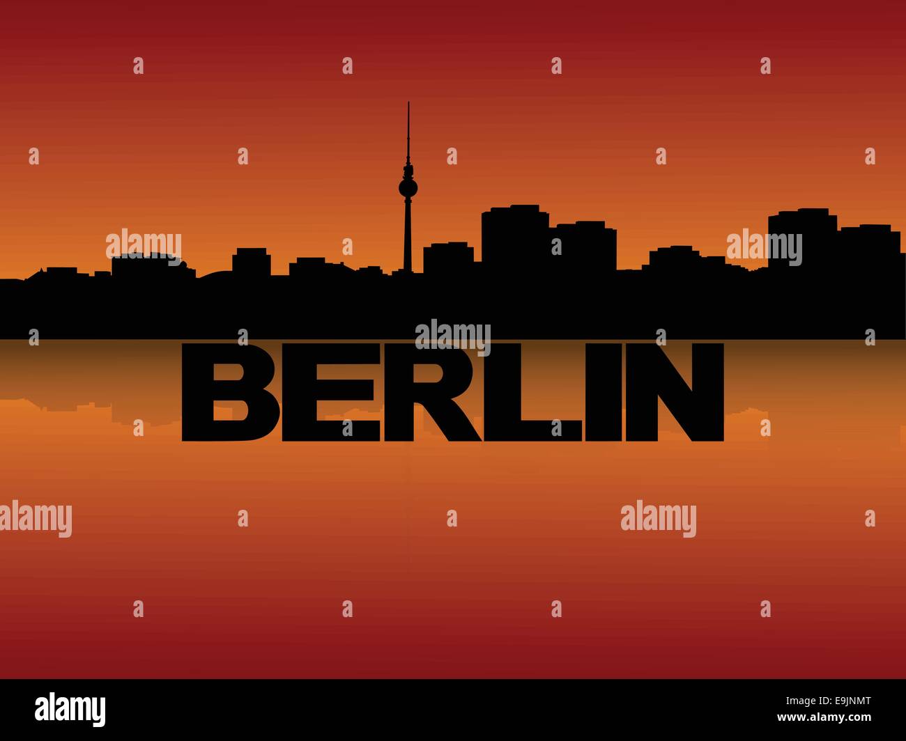Berlin skyline reflected at sunset vector illustration Stock Vector ...