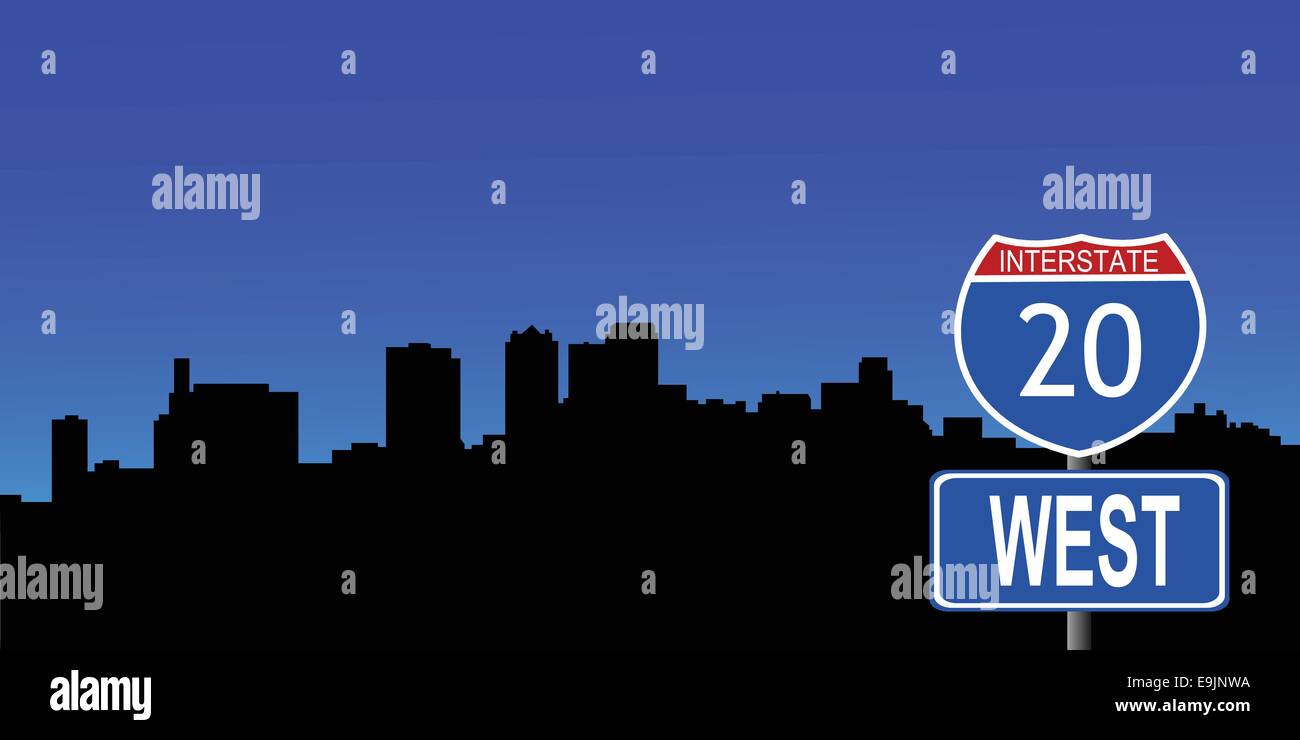 Birmingham skyline with interstate sign vector illustration Stock ...