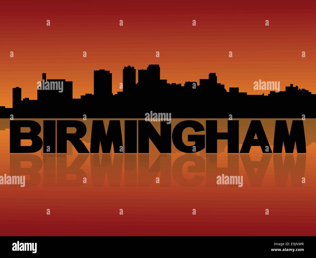 Birmingham sunset silhouette skyline Stock Vector Images - Alamy
