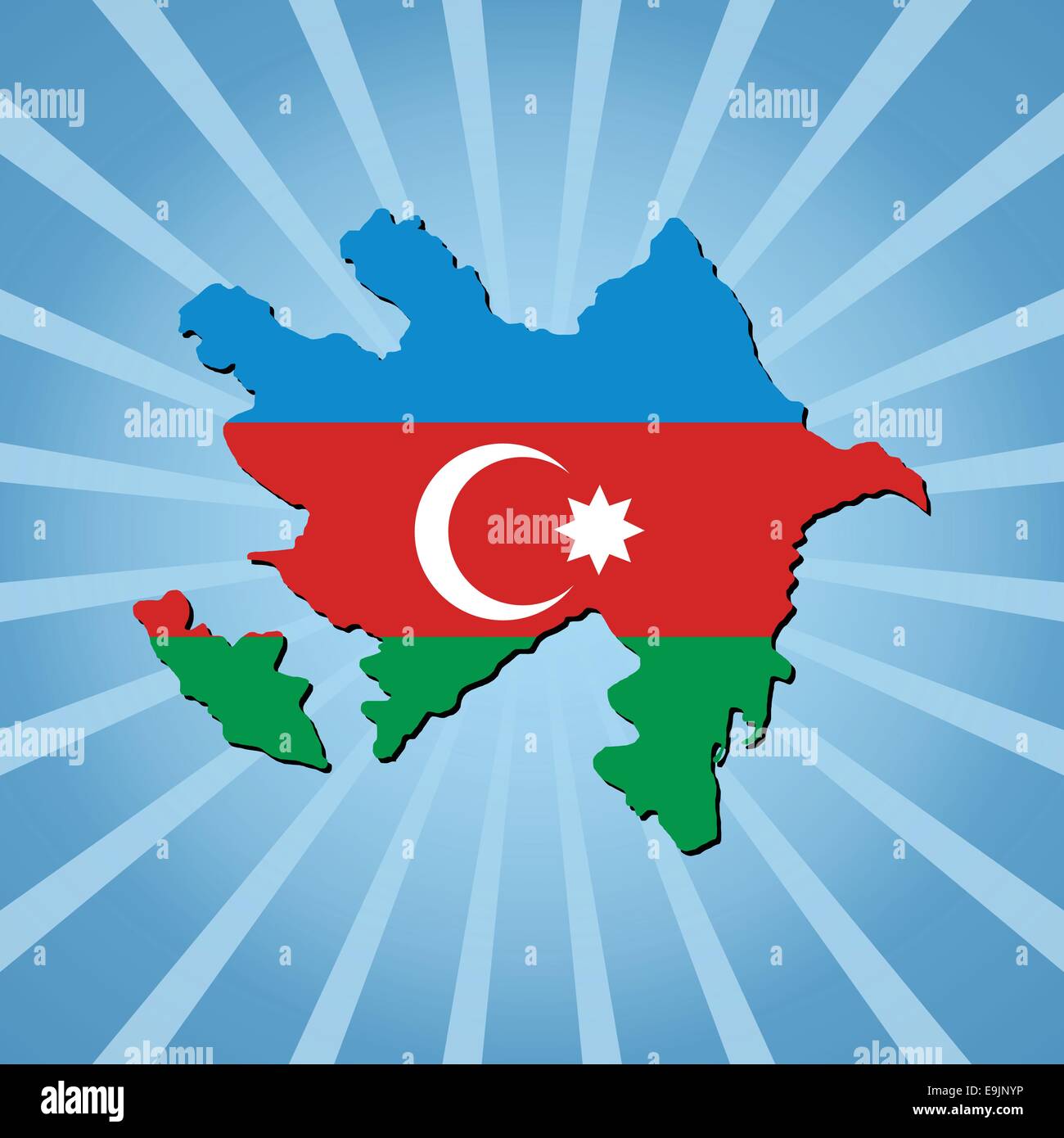 Azerbaijan map flag on blue sunburst illustration Stock Vector Image ...