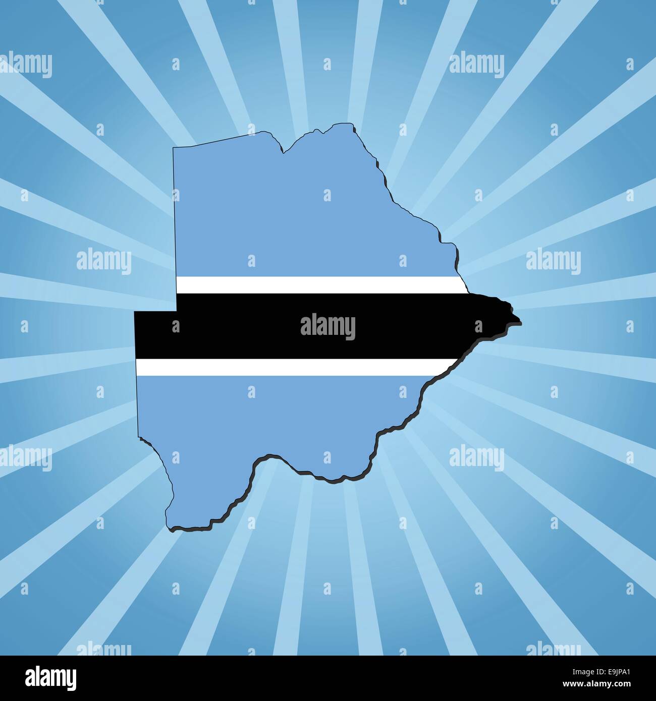 Botswana map flag on blue sunburst illustration Stock Vector Image & Art - Alamy