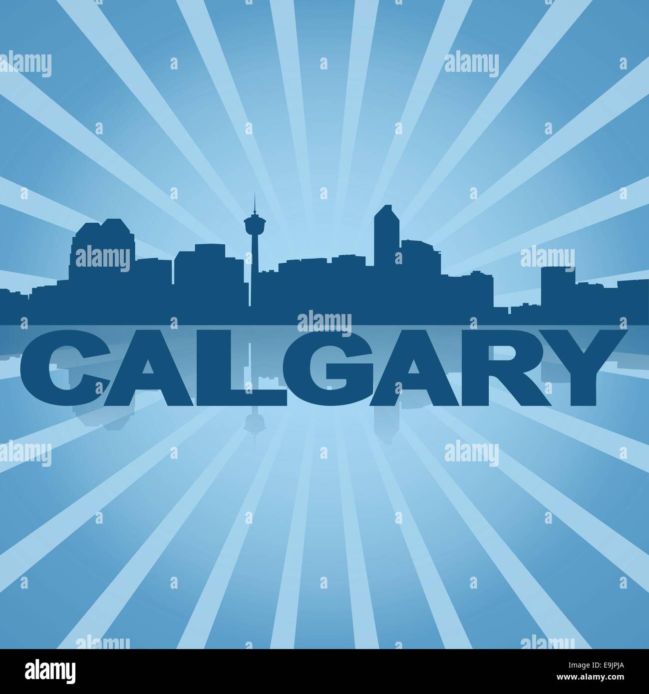 Calgary skyline on blue sunburst illustration Stock Vector Image & Art ...