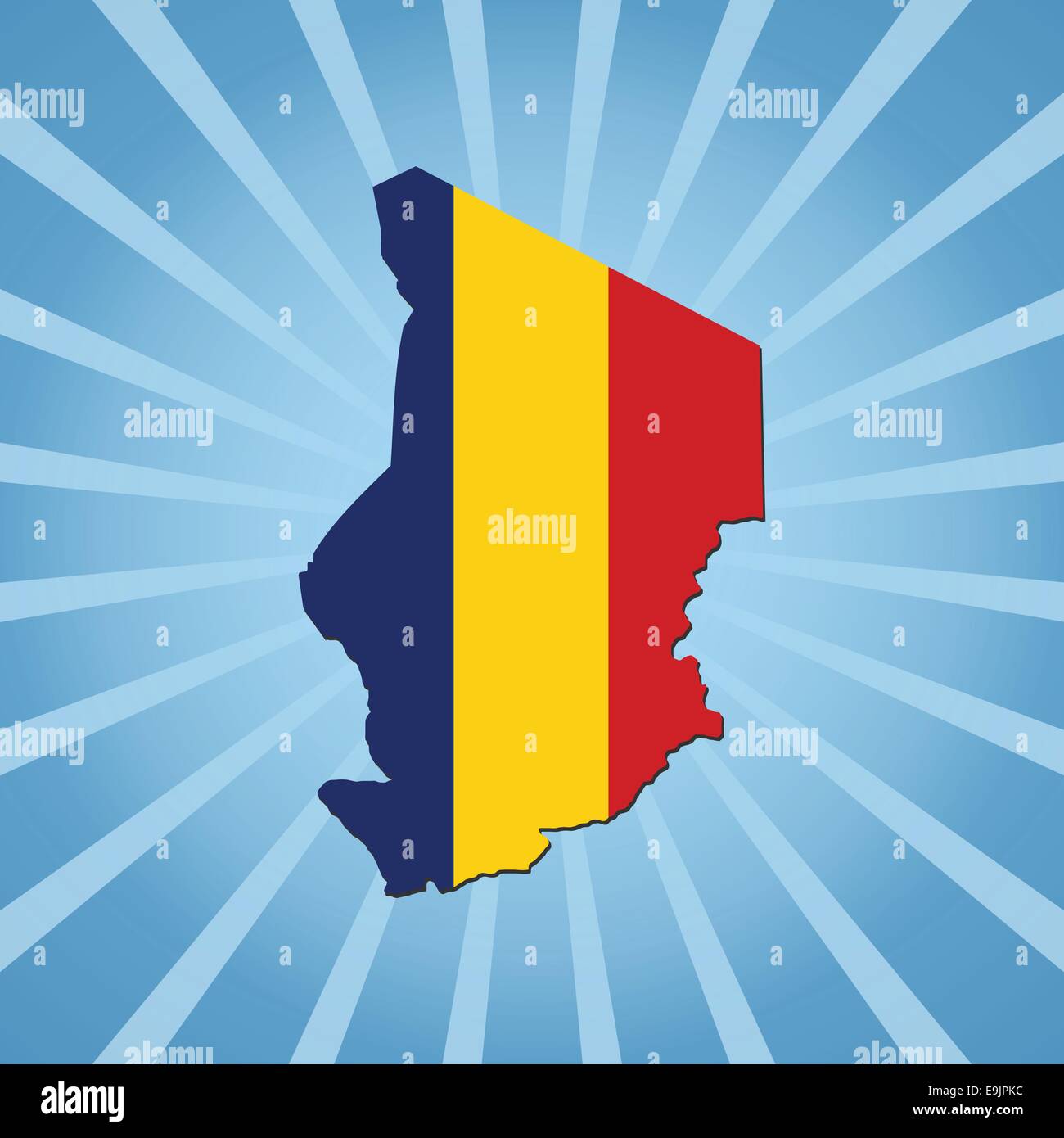 Chad map flag on blue sunburst illustration Stock Vector Image & Art ...
