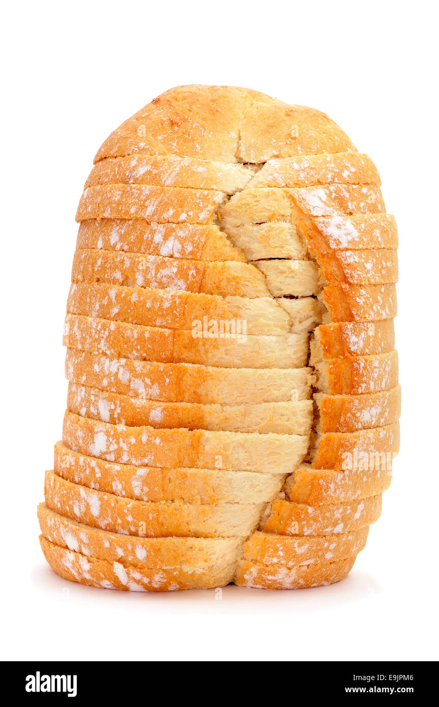 a sliced bread loaf on a white background Stock Photo - Alamy