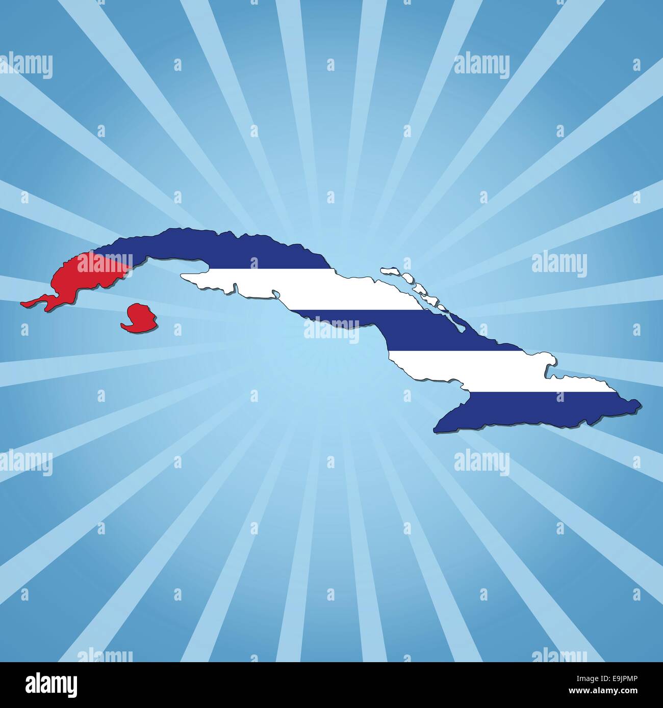 Cuba map flag on blue sunburst illustration Stock Vector Image & Art ...