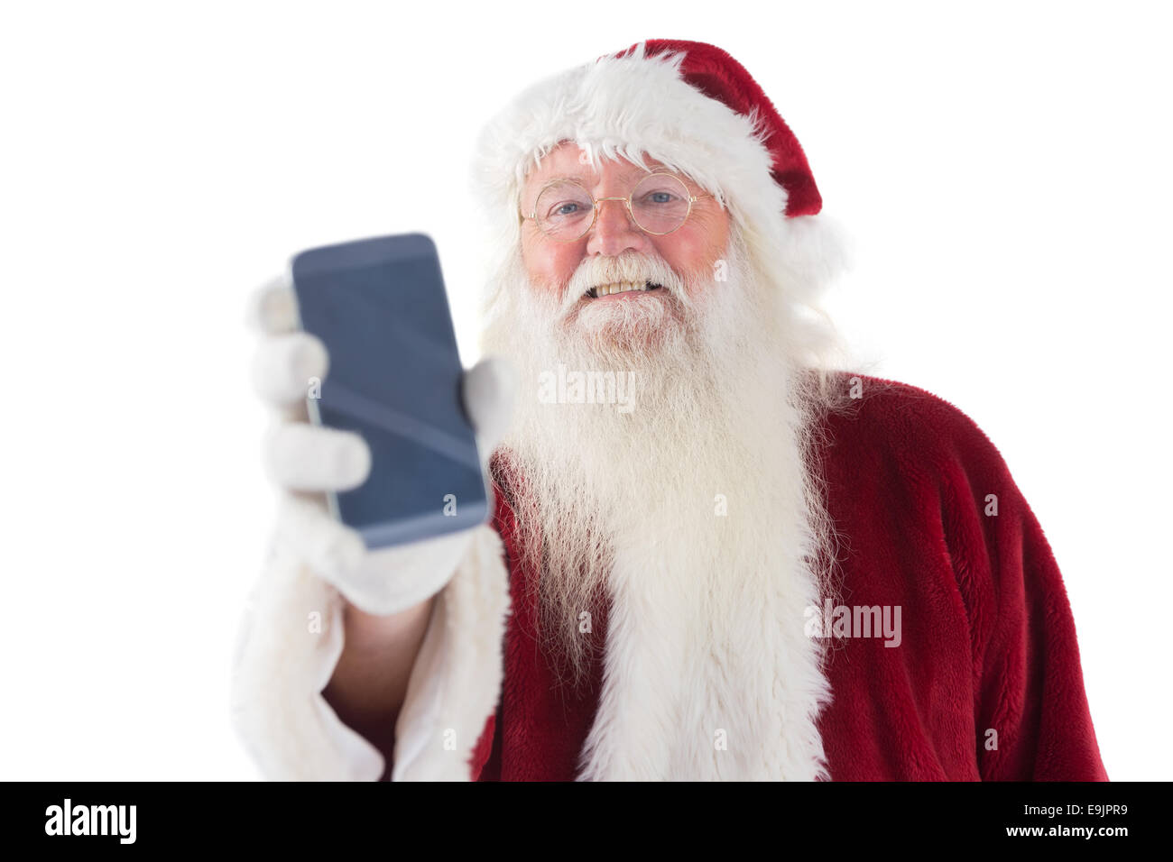 Santa Claus shows a smartphone Stock Photo - Alamy