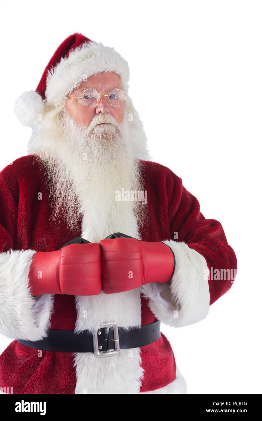 Santa Claus wears boxing gloves Stock Photo - Alamy