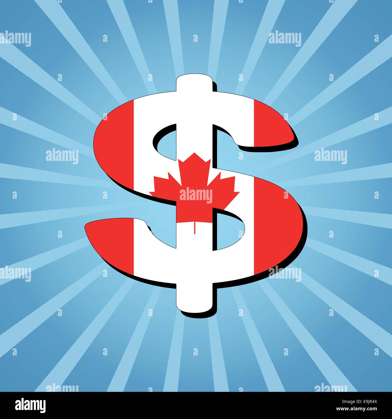Canada dollar symbol on blue sunburst illustration Stock Vector Image ...