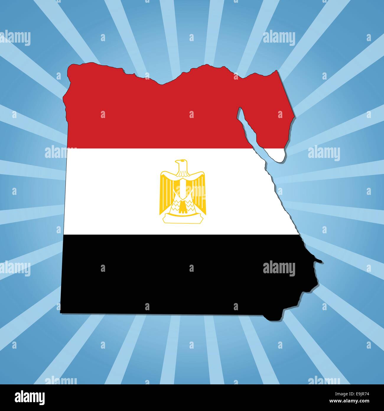 Egypt map flag on blue sunburst illustration Stock Vector Image & Art ...