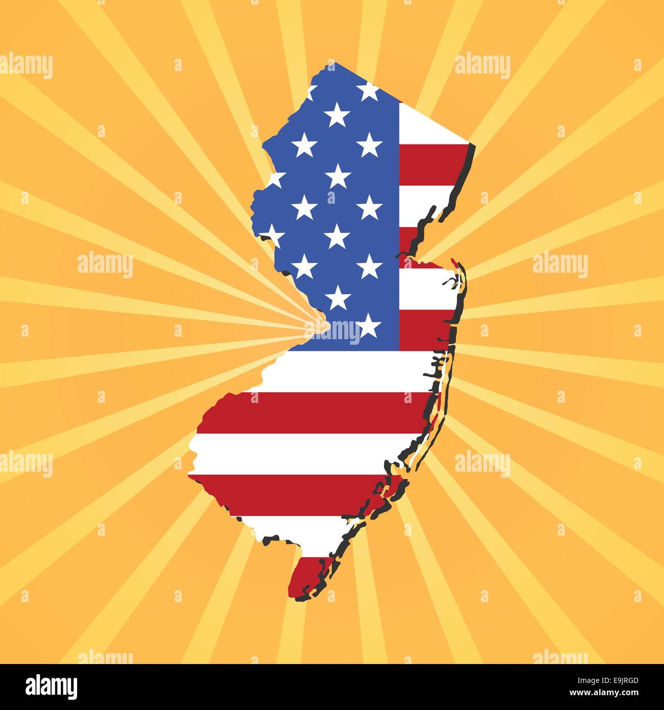 New Jersey map flag on sunburst illustration Stock Vector Image & Art ...