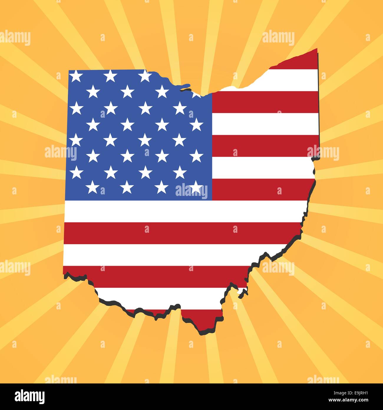 Ohio map flag on sunburst illustration Stock Vector Image & Art - Alamy