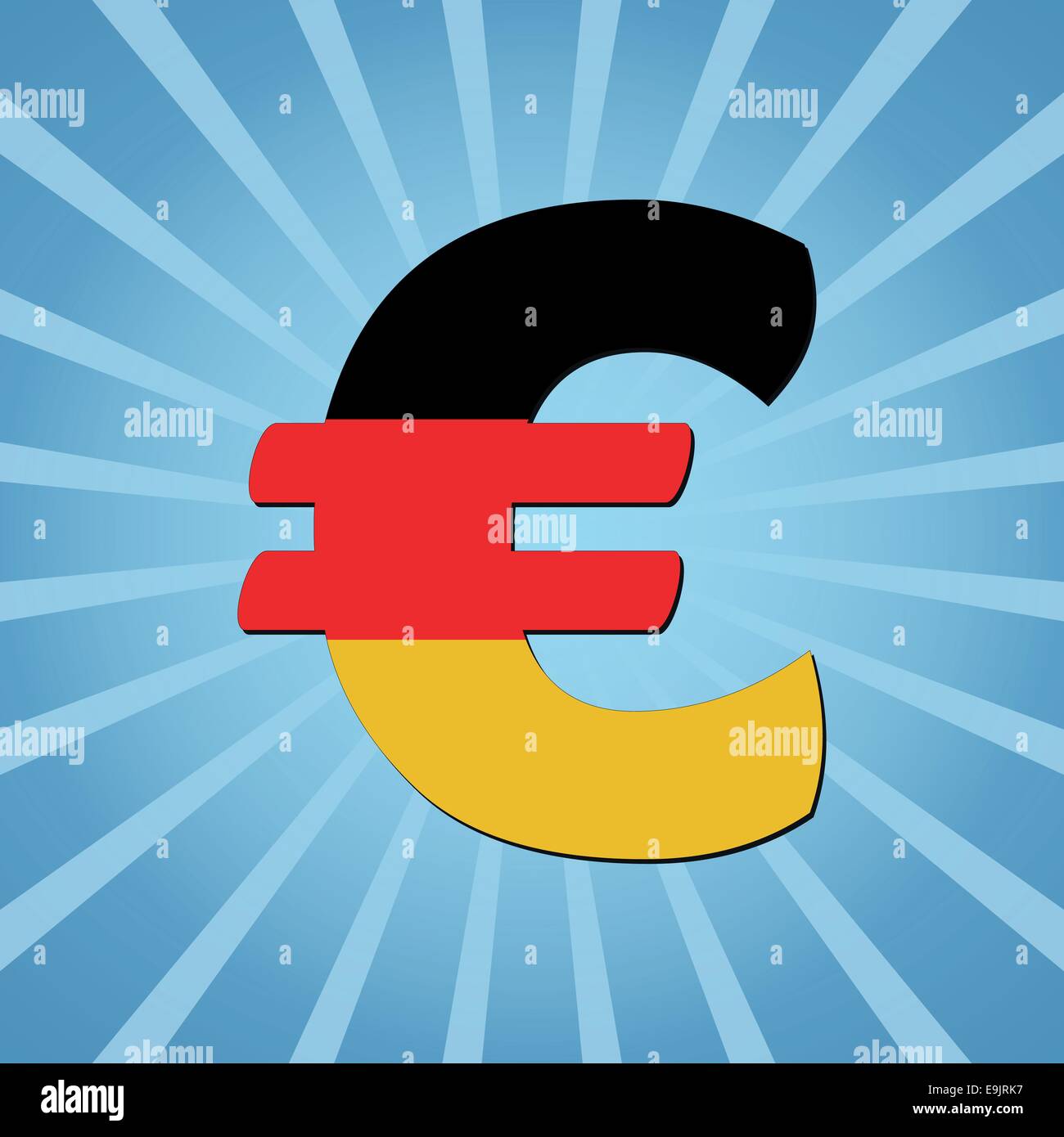 German Euro symbol on blue sunburst illustration Stock Vector Image ...