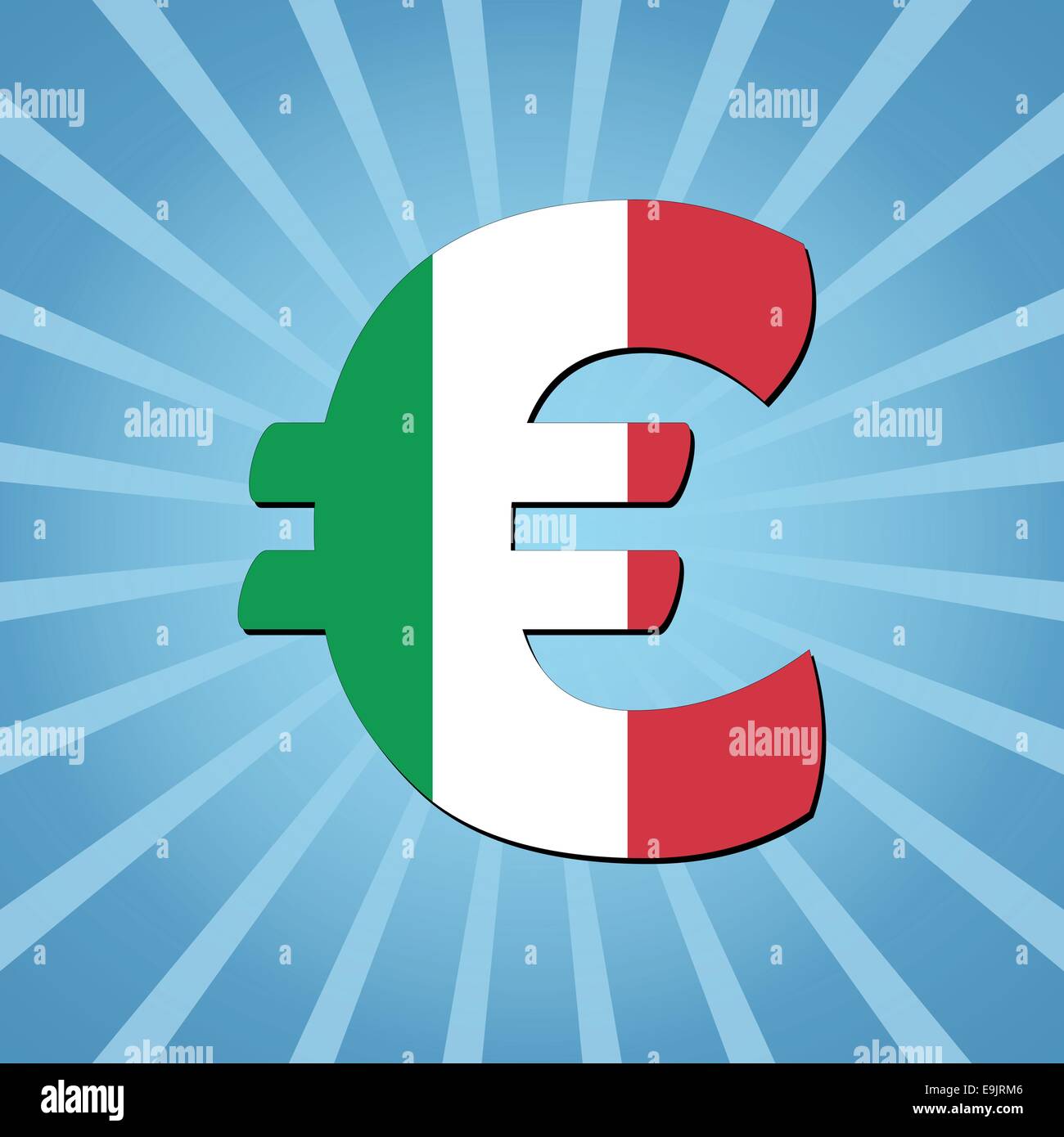 Italian Euro symbol on blue sunburst illustration Stock Vector Image ...
