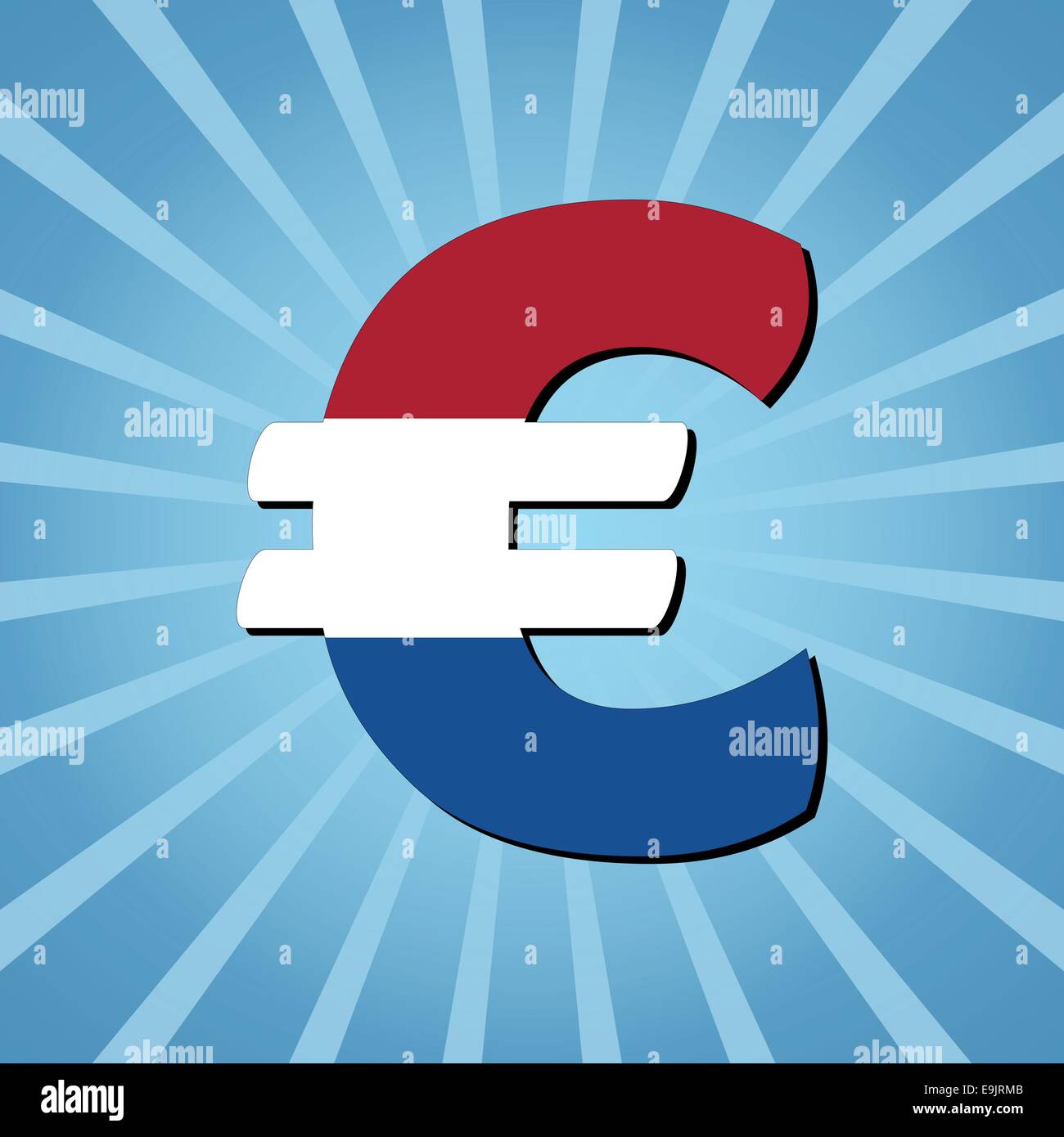 Dutch Euro symbol on blue sunburst illustration Stock Vector Image ...