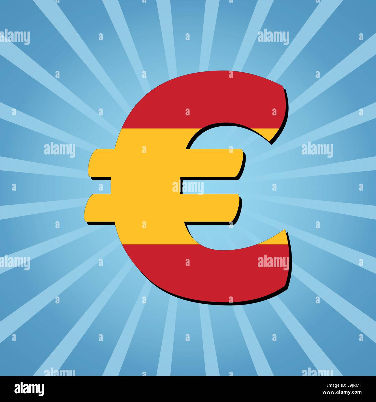 Spanish Euro symbol on blue sunburst illustration Stock Vector Image ...