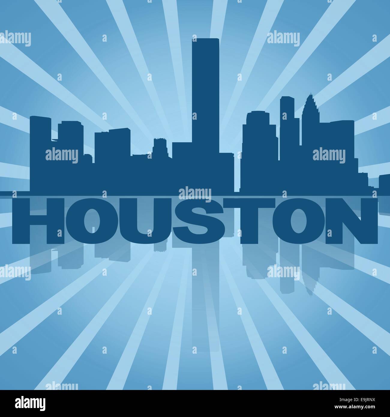 Houston skyline on blue sunburst illustration Stock Vector Image & Art ...