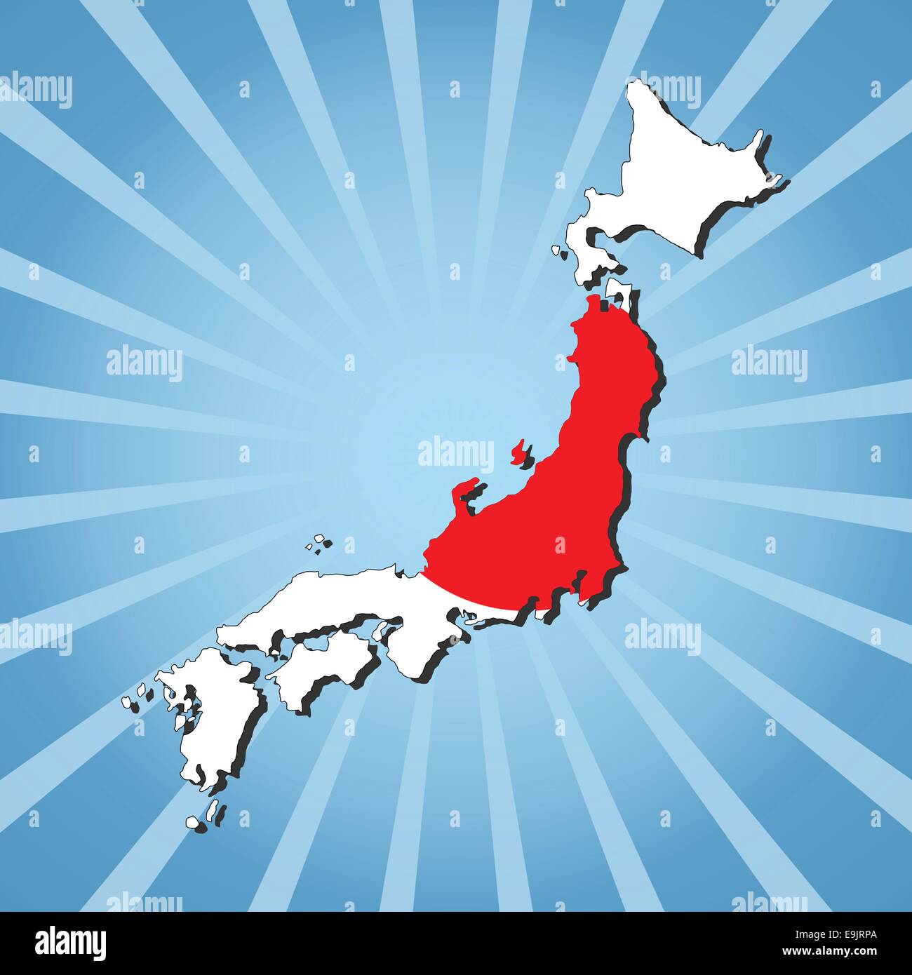 Japan map flag on blue sunburst illustration Stock Vector Image & Art ...