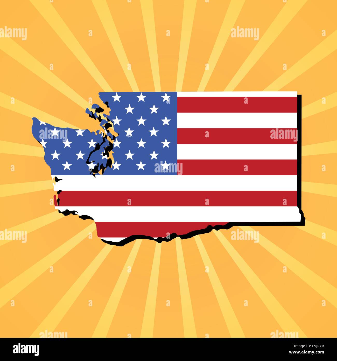 Washington map flag on sunburst illustration Stock Vector Image & Art ...