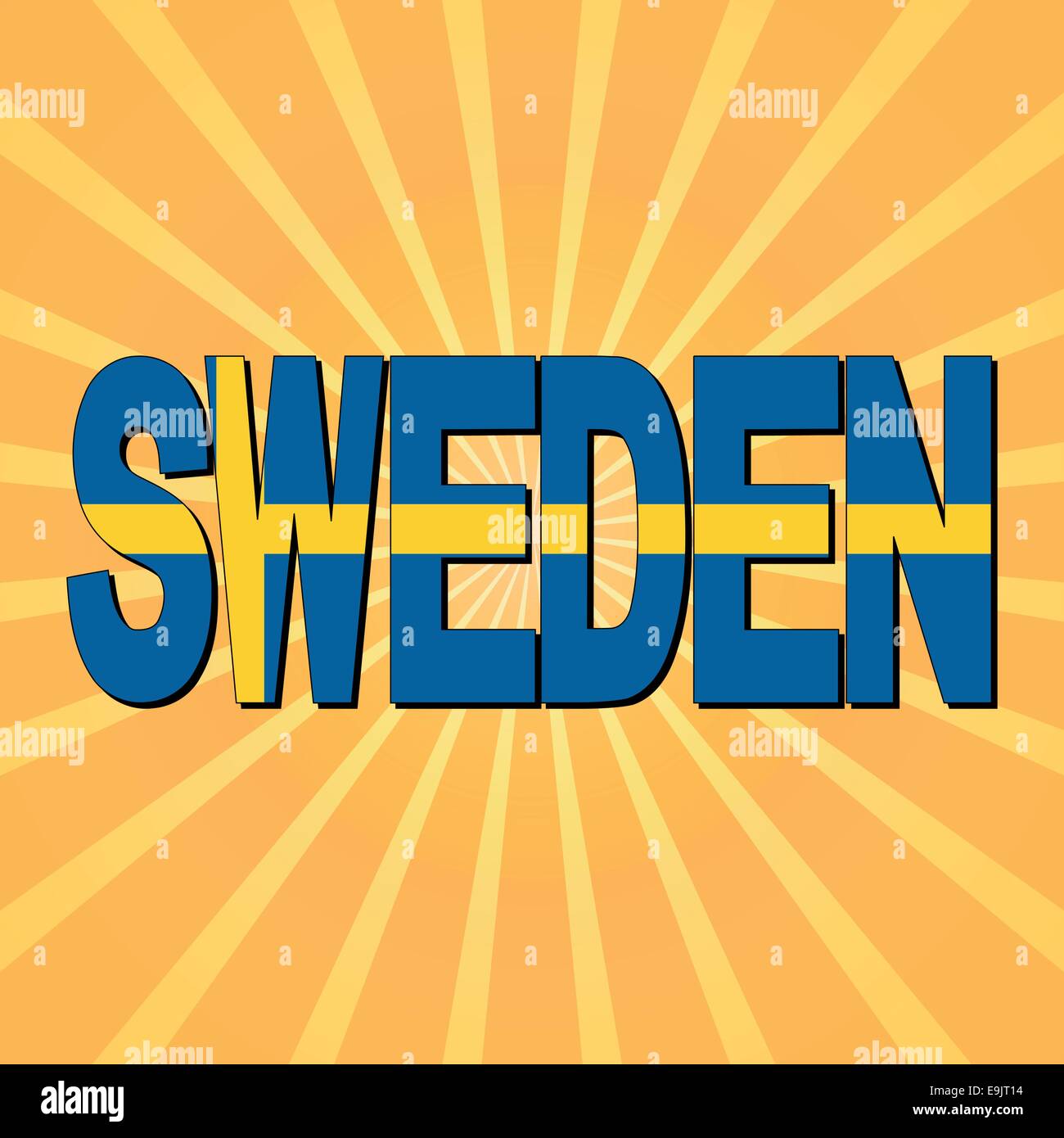 Sweden flag text with sunburst illustration Stock Vector Image & Art ...