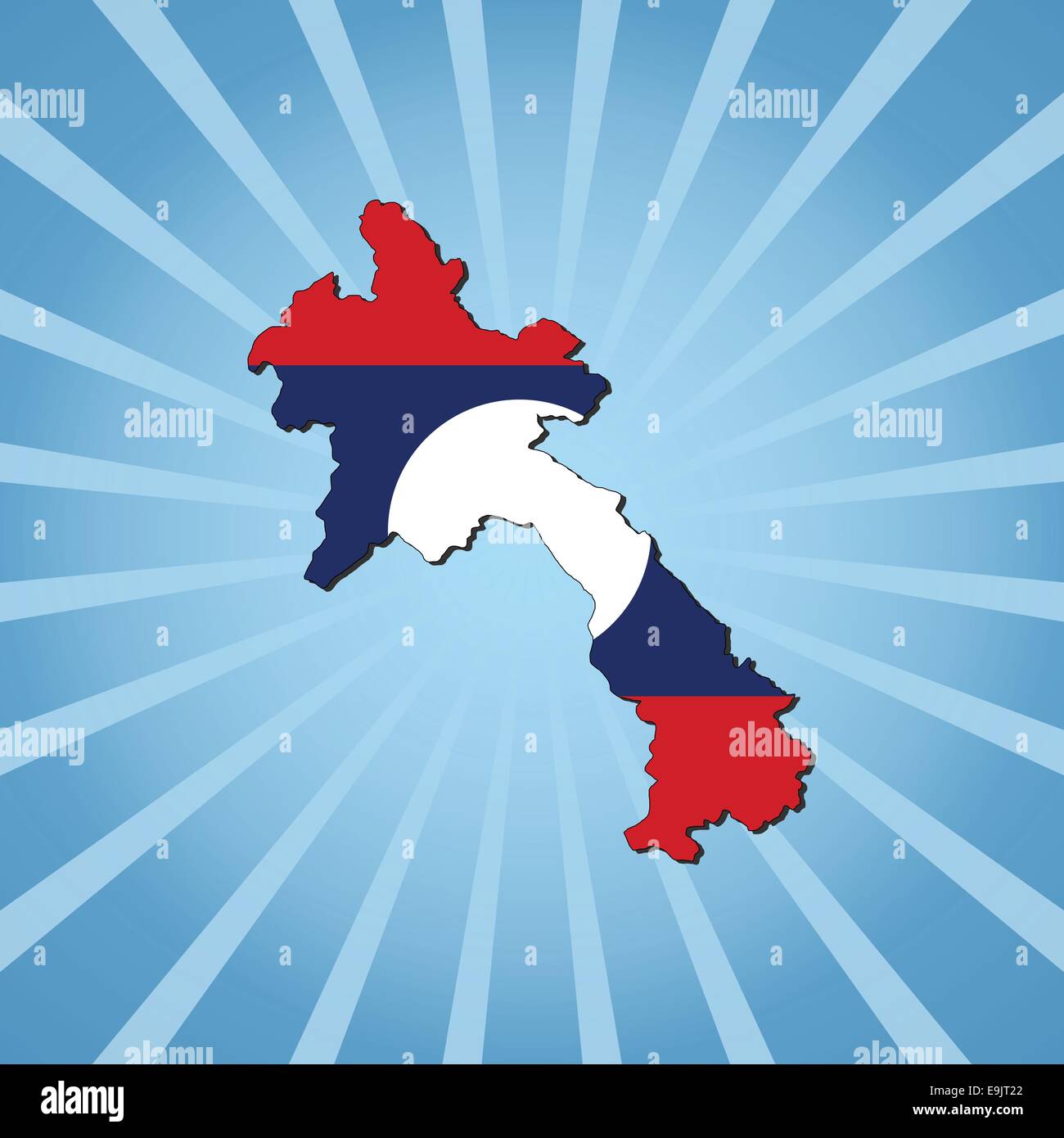 Laos map flag on blue sunburst illustration Stock Vector Image & Art ...