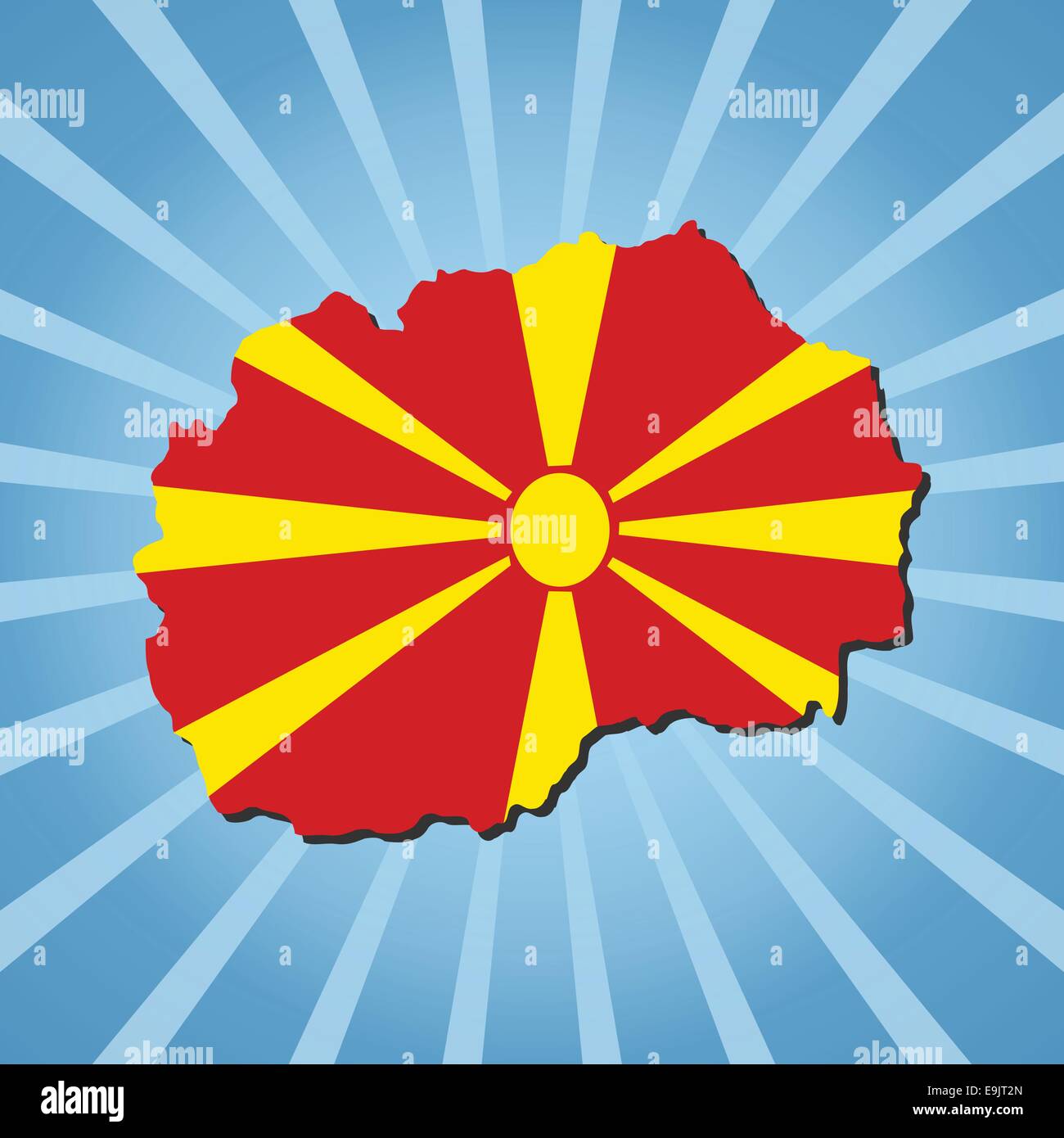 Macedonia map flag on blue sunburst illustration Stock Vector Image ...