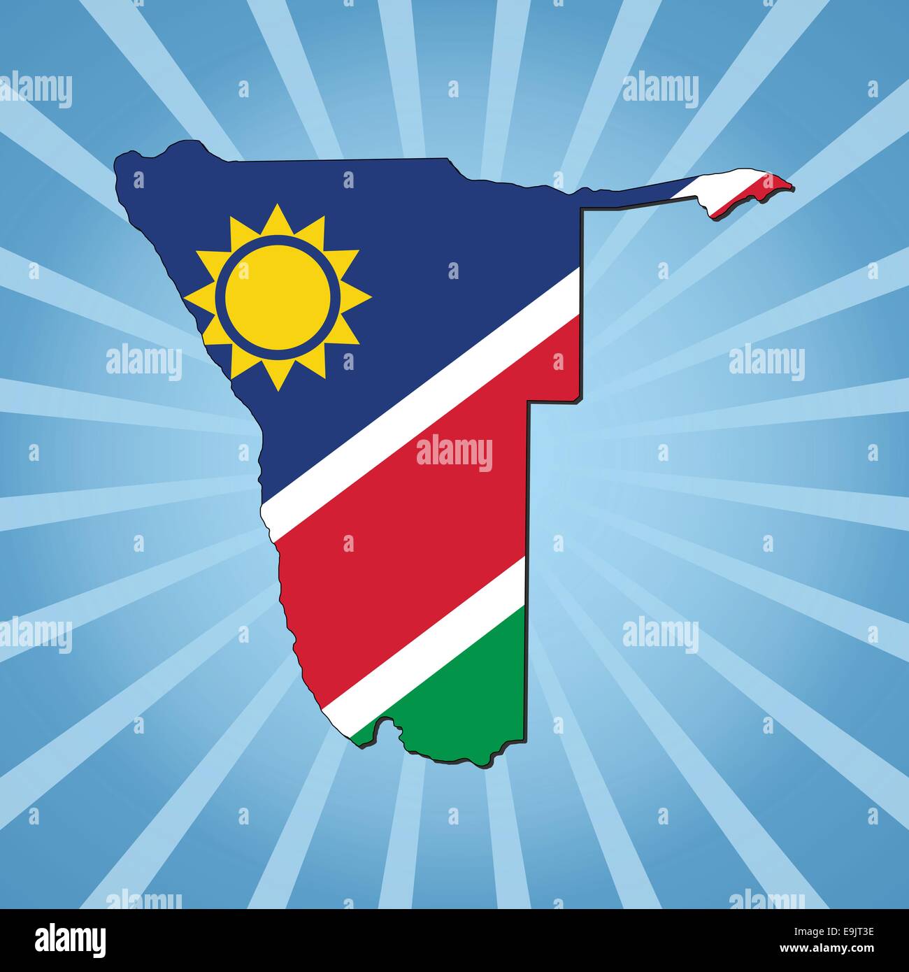 Namibia map flag on blue sunburst illustration Stock Vector Image & Art ...